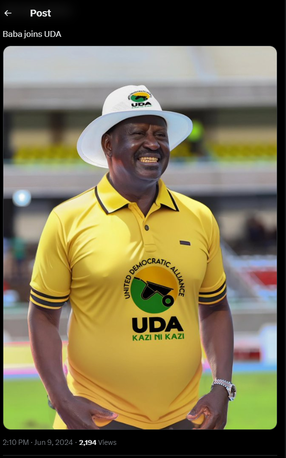 FACT-CHECK: This photo of Azimio leader Raila Odinga wearing UDA ...