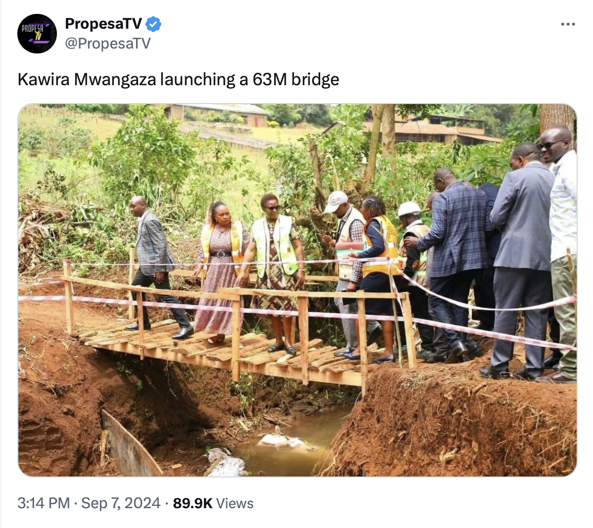 FALSE: This image is not of Kawira Mwangaza launching a wooden bridge ...
